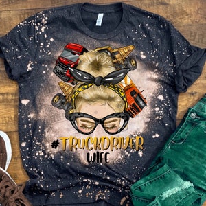 Blonde Messy Bun Truck Driver Wife Png Sublimation Design,messy Bun ...