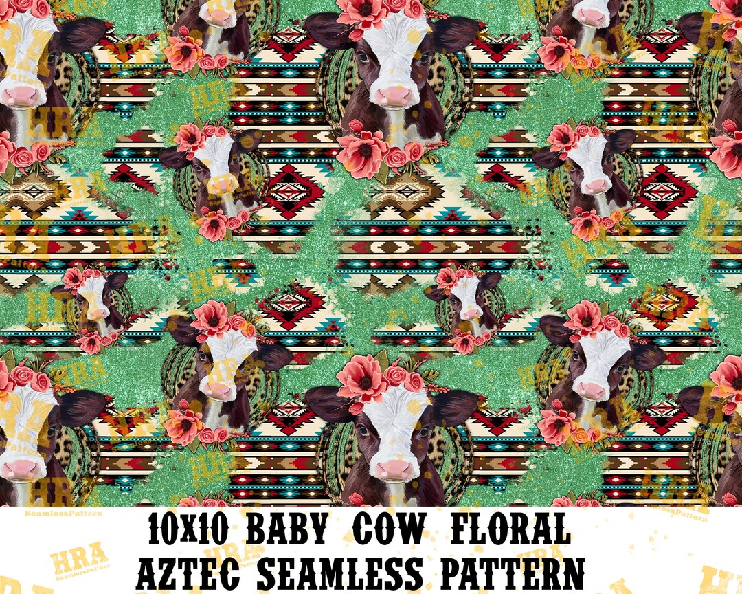 Aztec Baby Cow Seamless Pattern Sublimation Design Png,seamless Pattern ...