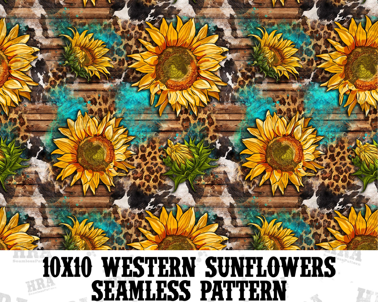 Western Sunflowers Seamless Pattern Sublimation Design - Etsy