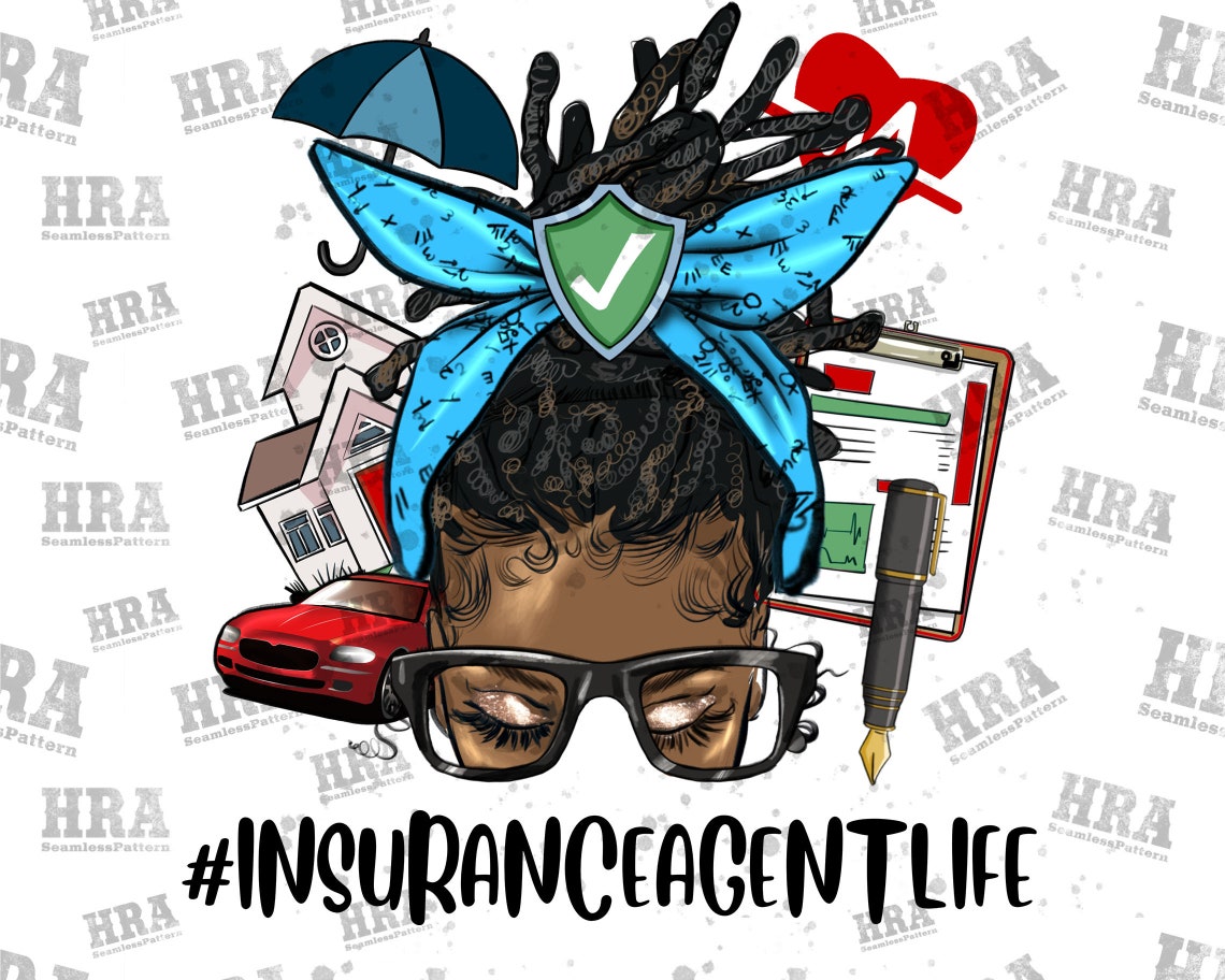 Afro Messy Locs Bun Insurance Agent Life Png Sublimation - Etsy
