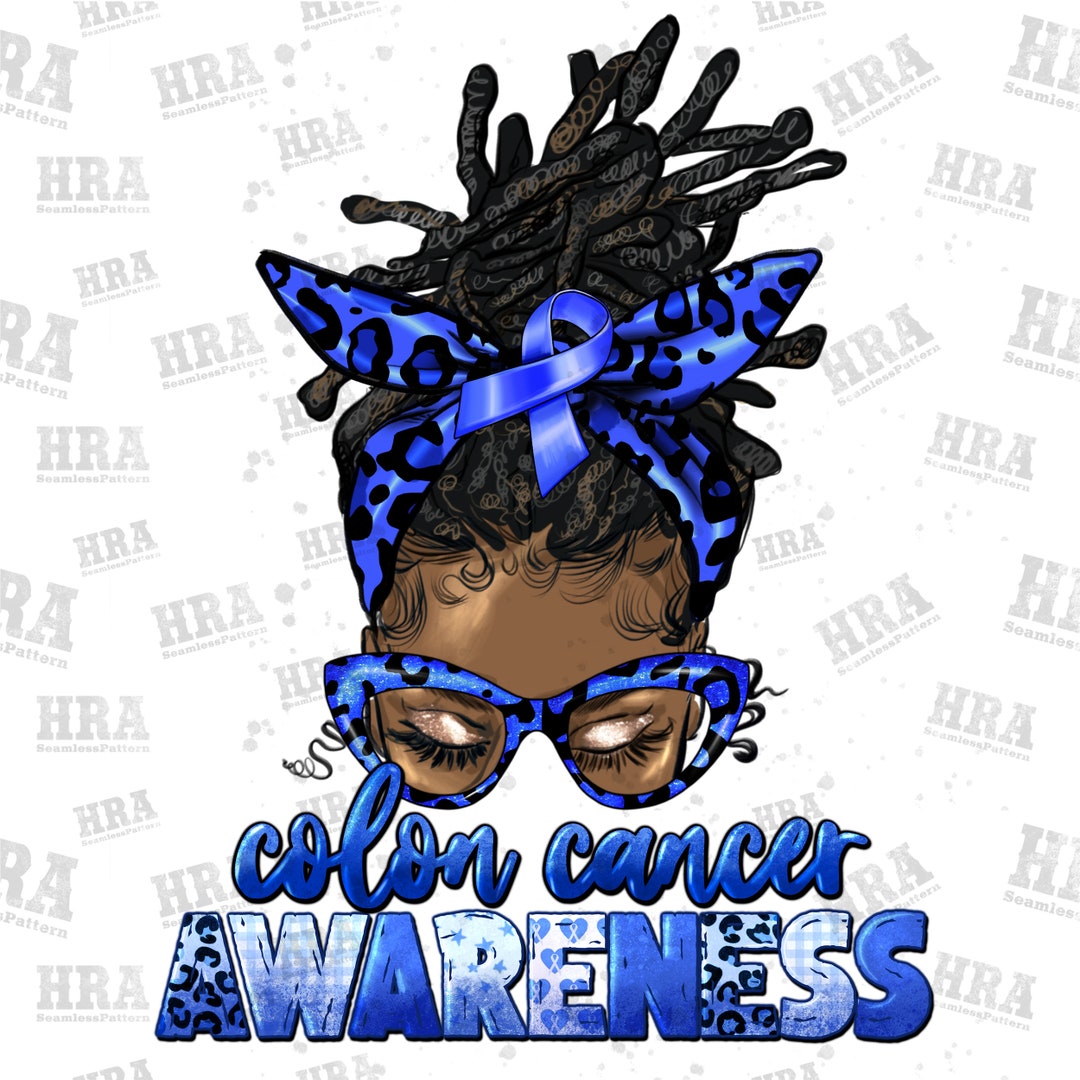 Afro Messy Locs Bun Colon Cancer Awareness Png, Cancer Awareness Png ...