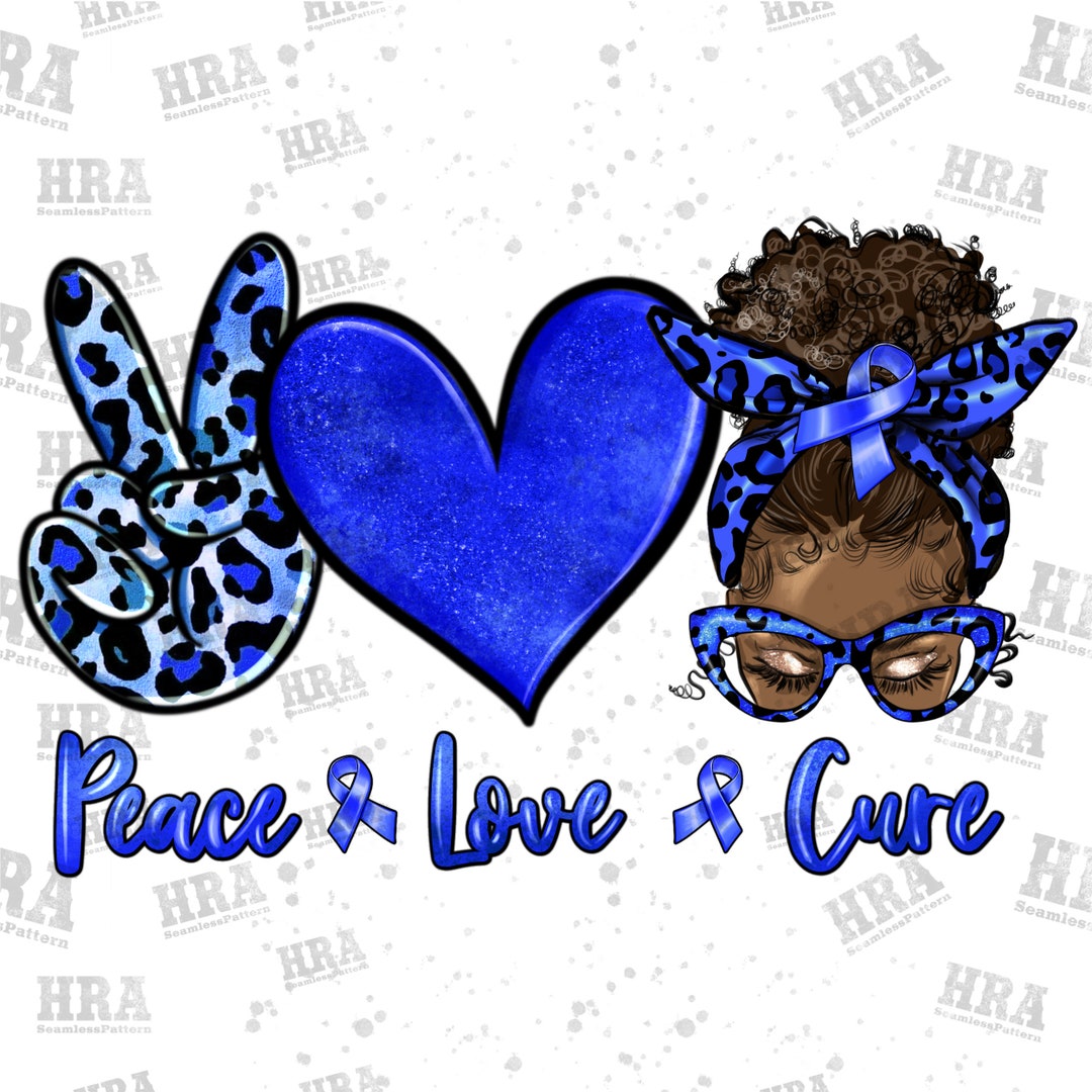 Peace Love Cure Colon Cancer Afro Woman Png, Cancer Awareness Png, Blue ...