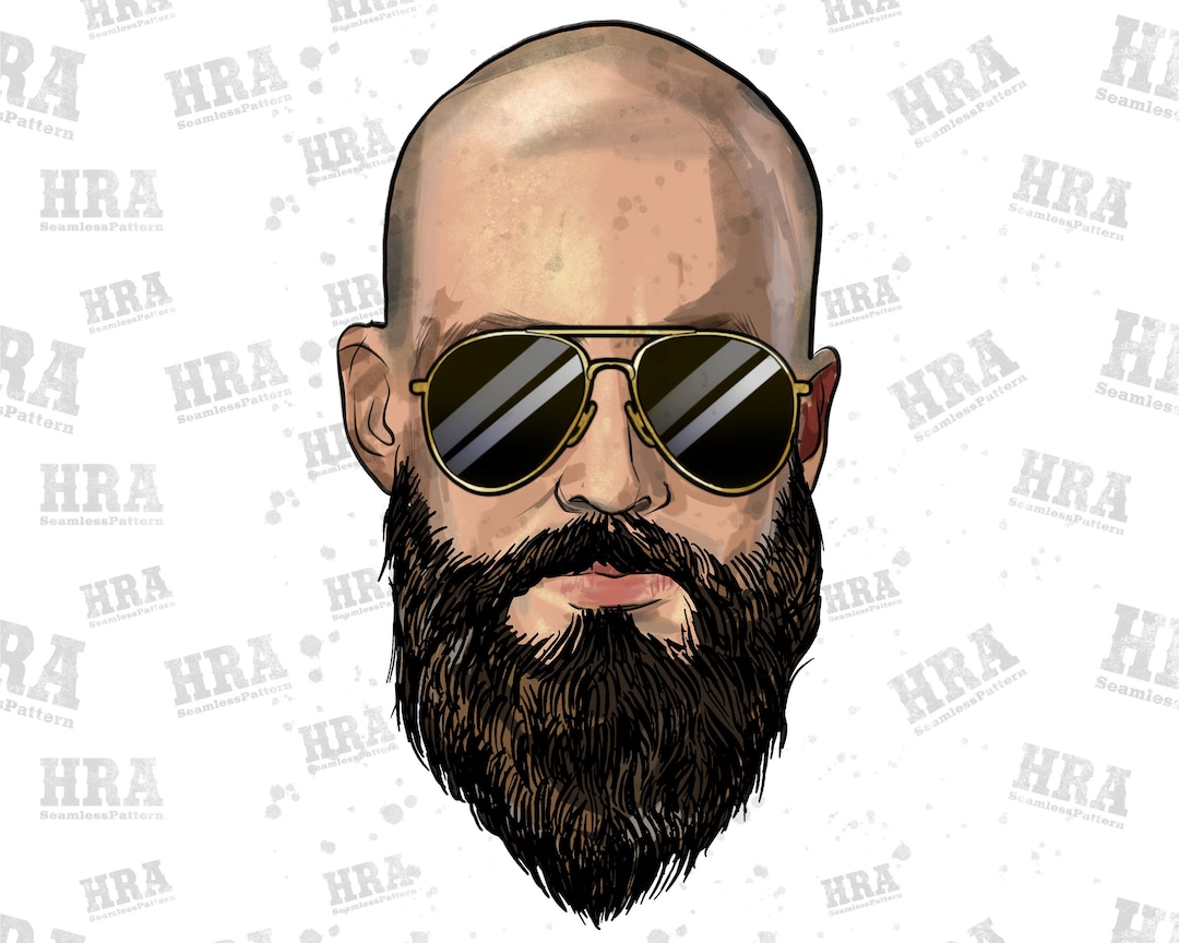 Bald Bearded Man Png Sublimation Design, Bearded Man Face Png, Bald Man ...