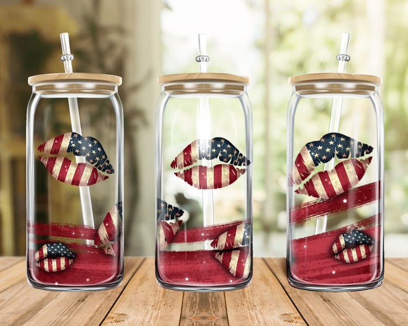American Flag Lips Libbey Cup Png Sublimation Design 16oz - Etsy