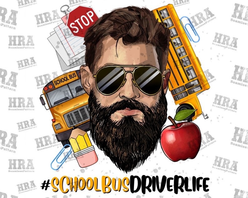 Bearded Man School Bus Driver Life Png Sublimation Design - Etsy