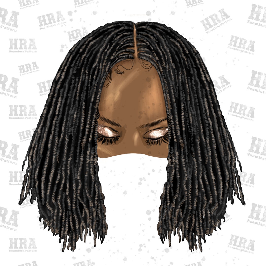 Afro Micro Locs Black Hair Plain Png Sublimation Design Download, Afro ...