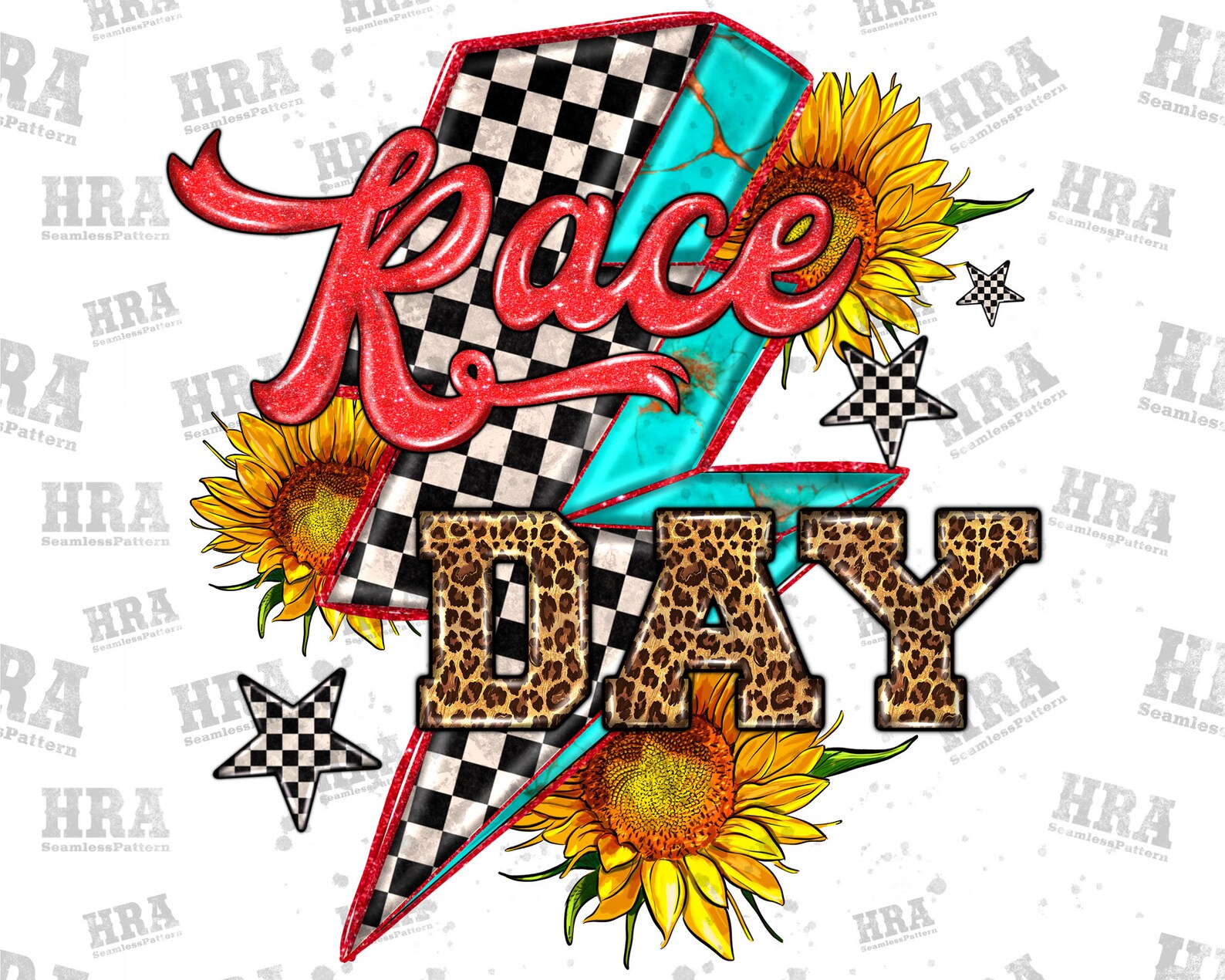 Western Race Day Checkered Flag Lightnin Bolt Png Sublimation Design ...