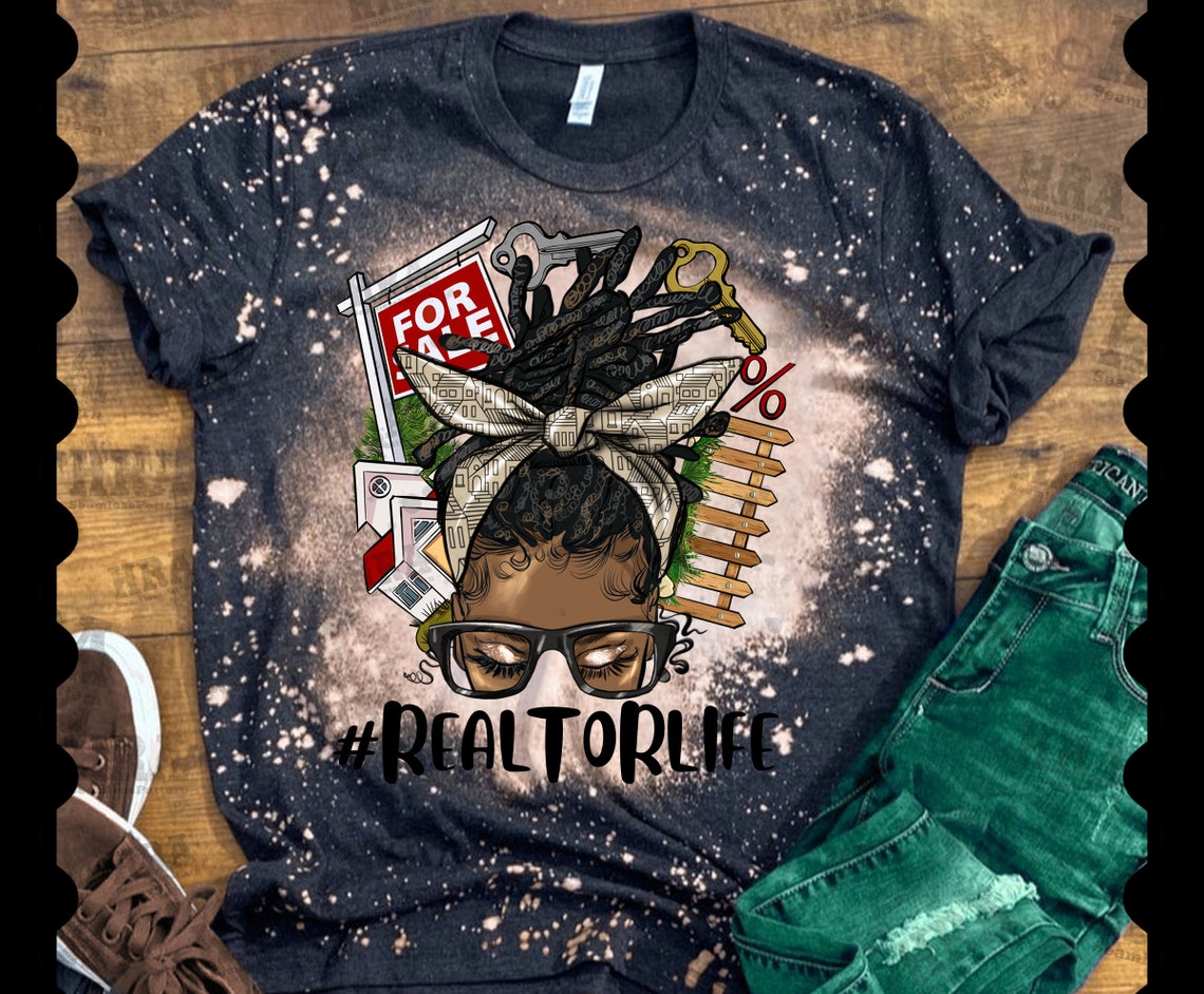 Afro Messy Locs Bun Realtor Life Png Sublimation Design Afro - Etsy