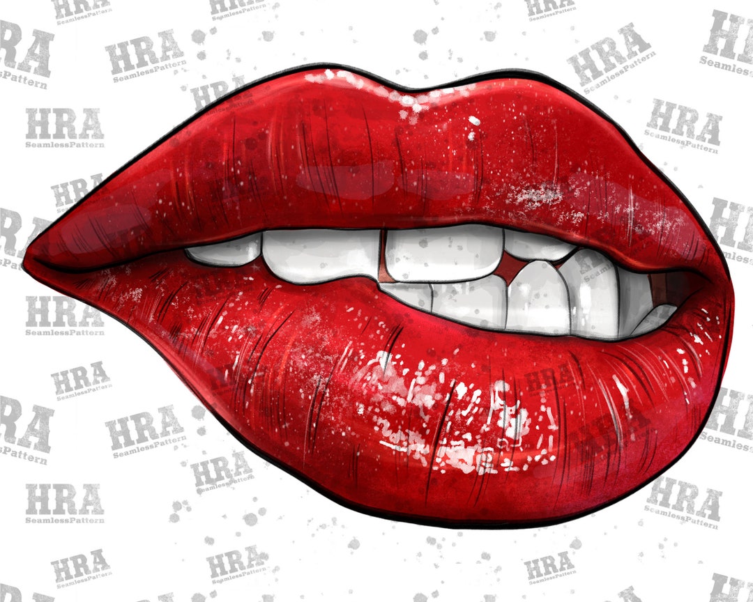 Lips Biting Png Sublimation Design, Hand Drawn Lips Png, Red Lips Png ...