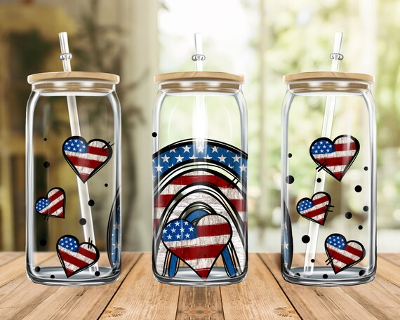 American Flag Rainbow Libbey Cup Png Sublimation Design 16oz | Etsy