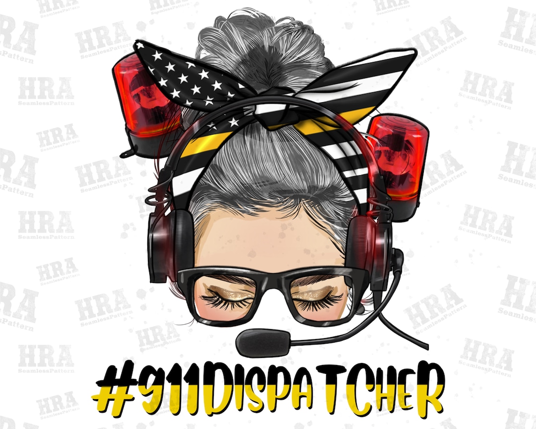 911 Dispatcher Messy Bun Gray Hair Png Sublimation Design Download ...