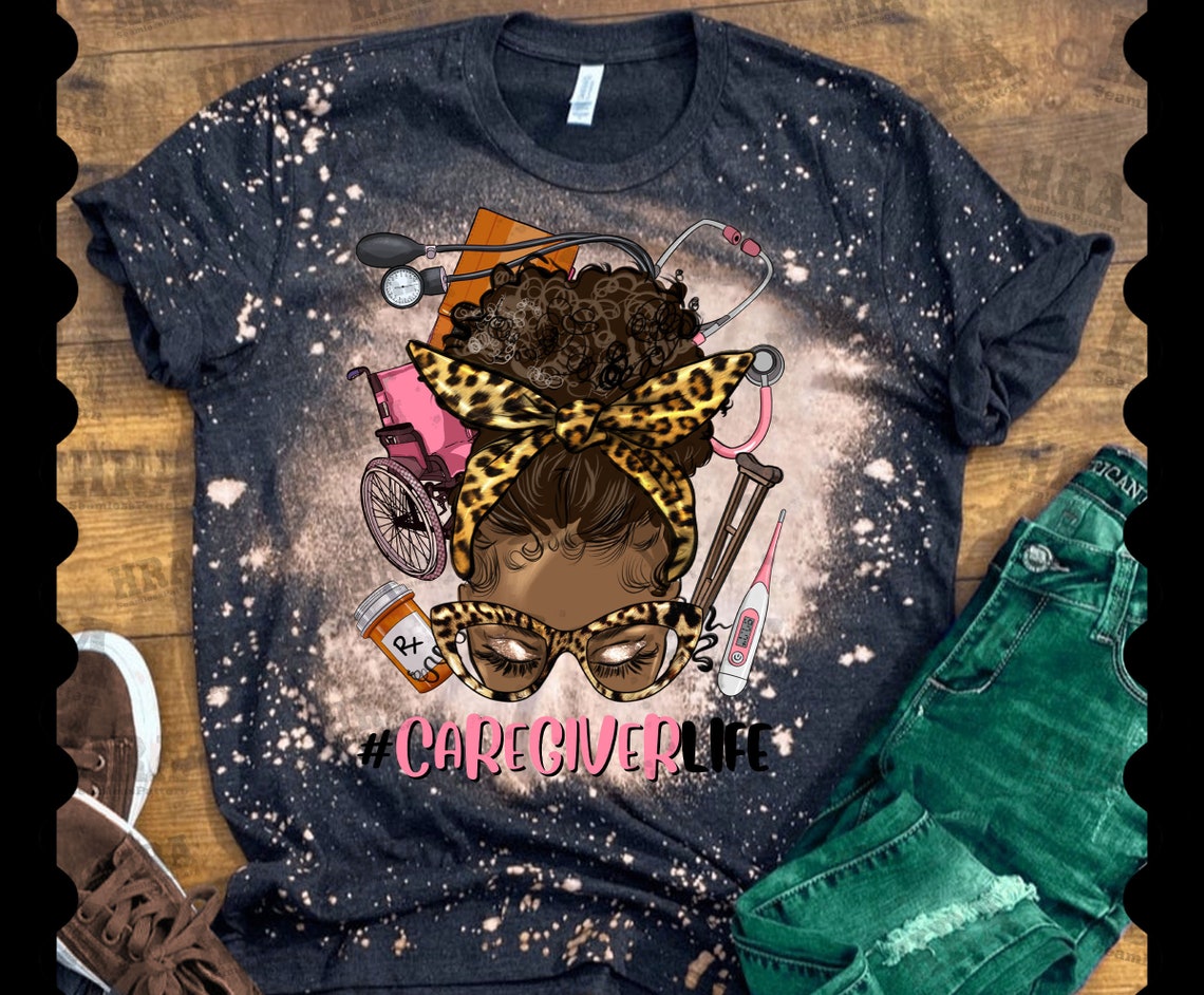 Afro Messy Bun Caregiver Life Png Sublimation Design Black - Etsy