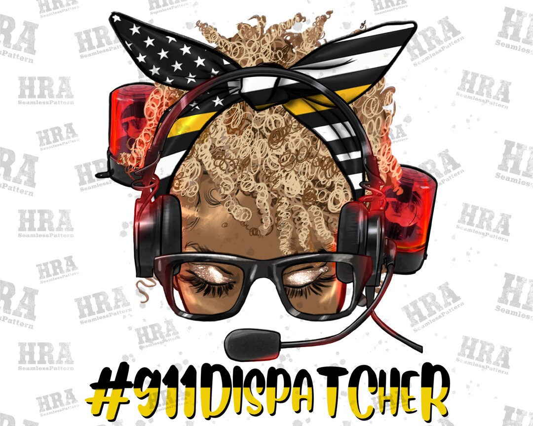 911 Dispatcher Life Afro Messy Bun Blonde Short Hair Png Sublimation ...