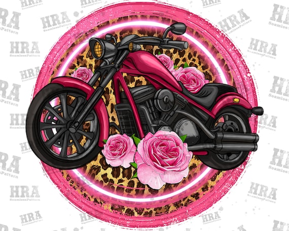 Pink Roses Chopper Motorcycle Png Sublimation Design Hand - Etsy