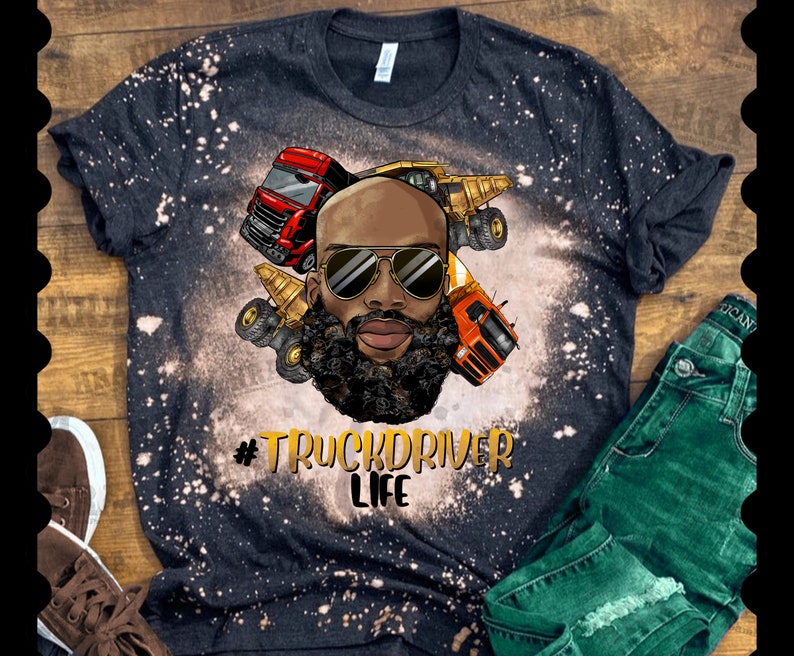 Black Bald Man Truck Driver Life Png Sublimation Design, Black Man Png ...