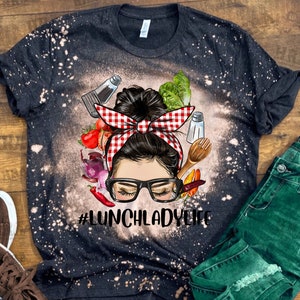 Messy Bun Lunch Lady Life Png Sublimation Design, Lunch Lady Messy Bun ...
