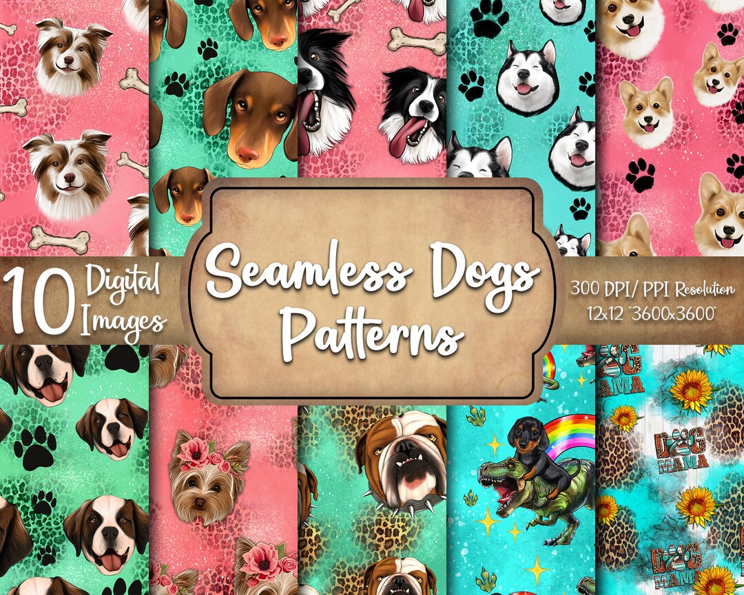 Western Dogs Seamless Pattern Png Sublimation Design Bundle, Animal ...