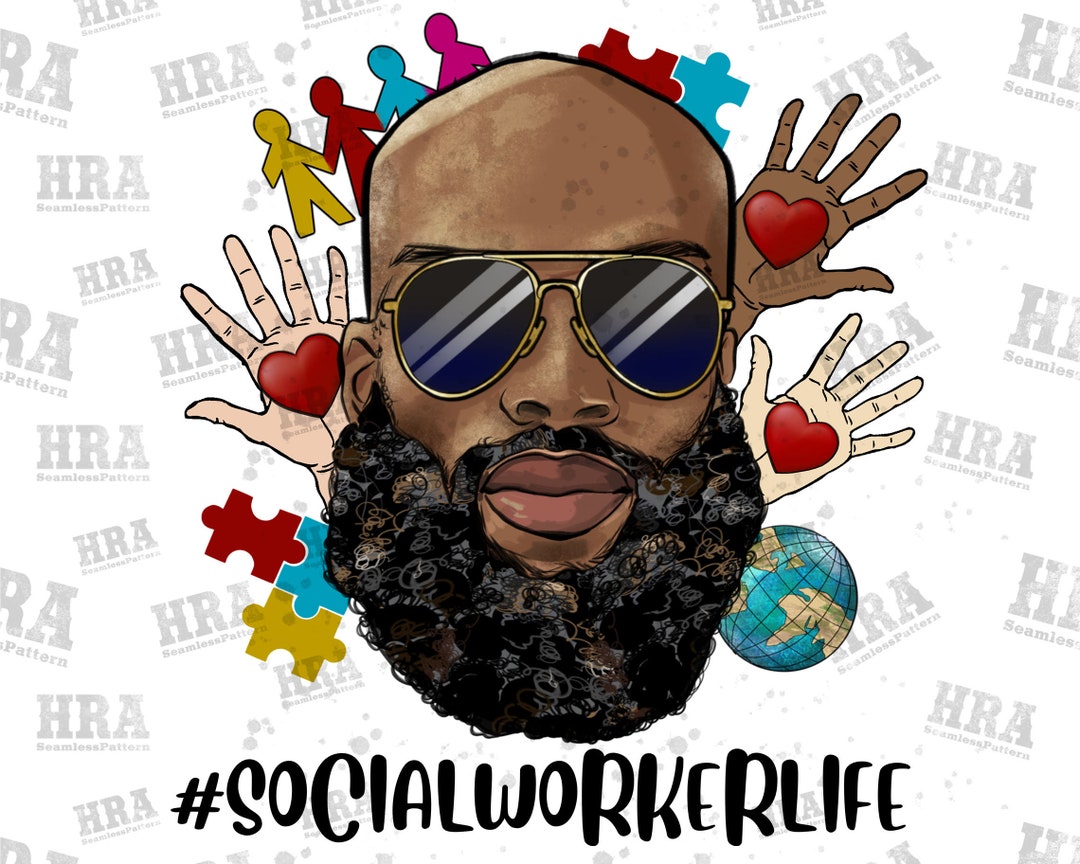 Black Man Social Worker Life Png Sublimation Design, Afro Man Social ...