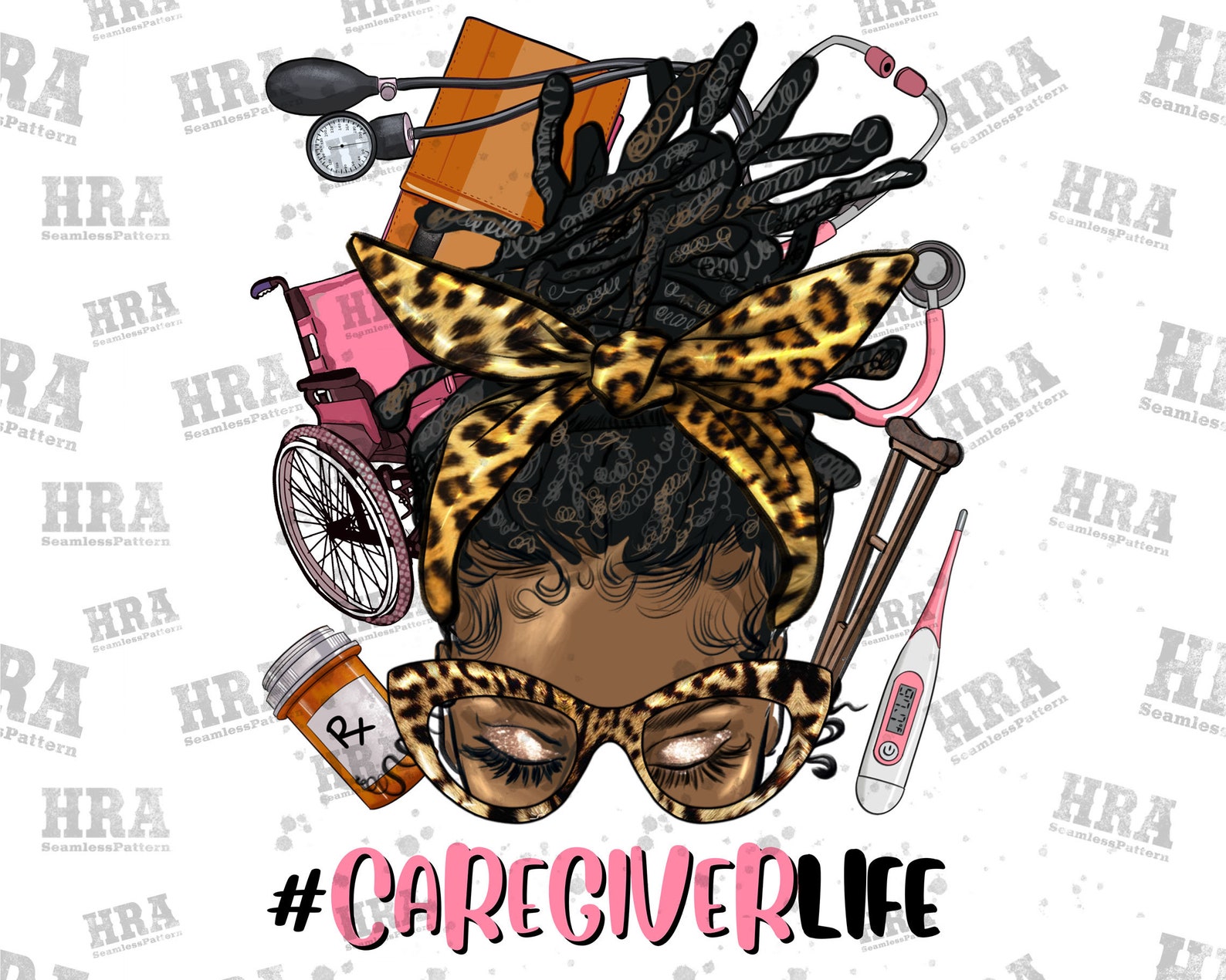 Afro Messy Locs Bun Caregiver Life Png Sublimation Design - Etsy