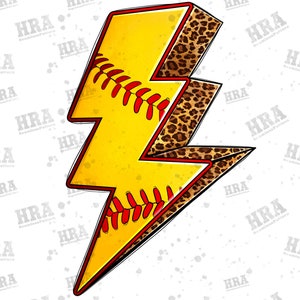 Softball Lightning Bolt Png Sublimation Design, Leopard Softball ...