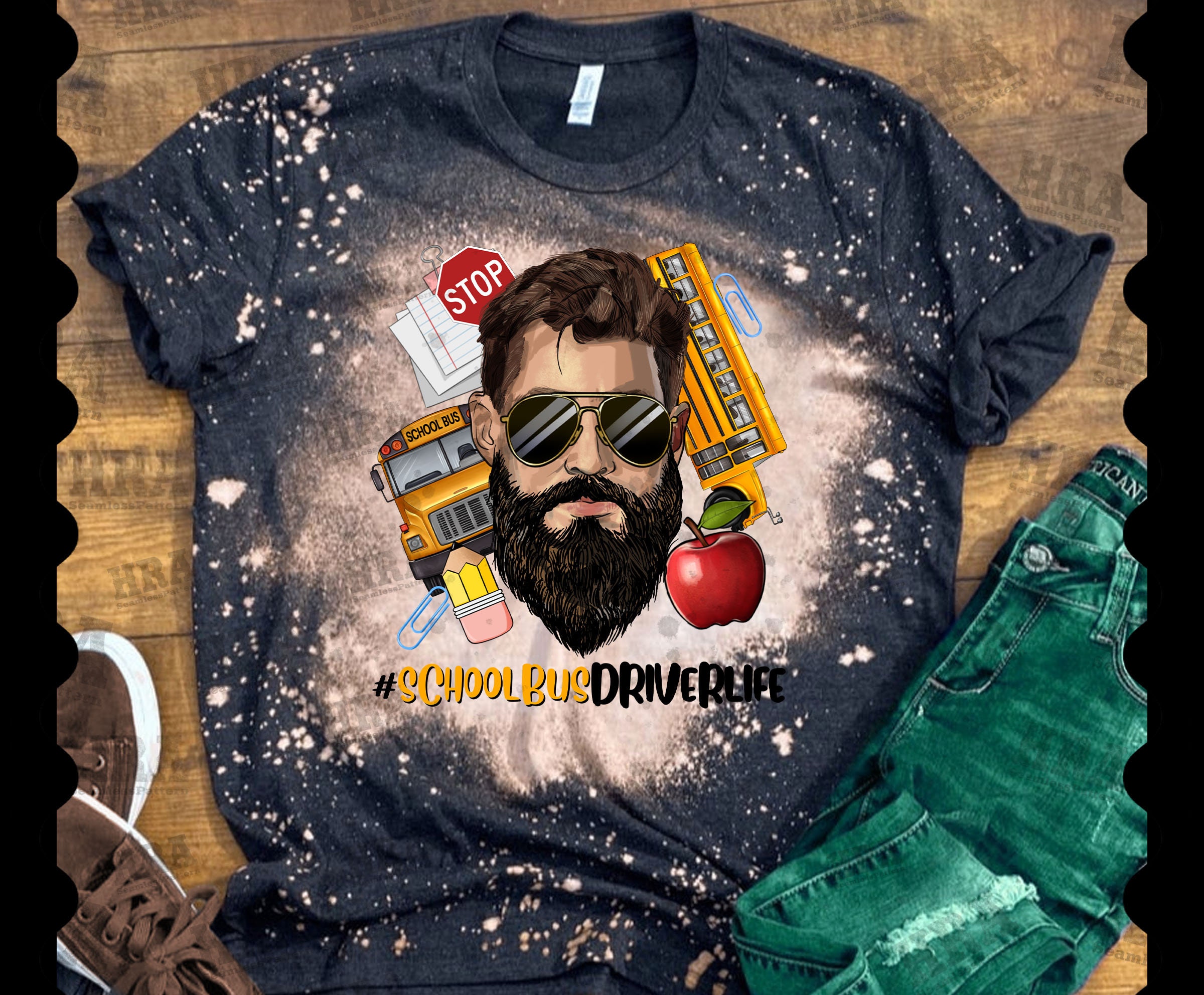 Bearded Man School Bus Driver Life Png Sublimation Design, Bearded Man ...