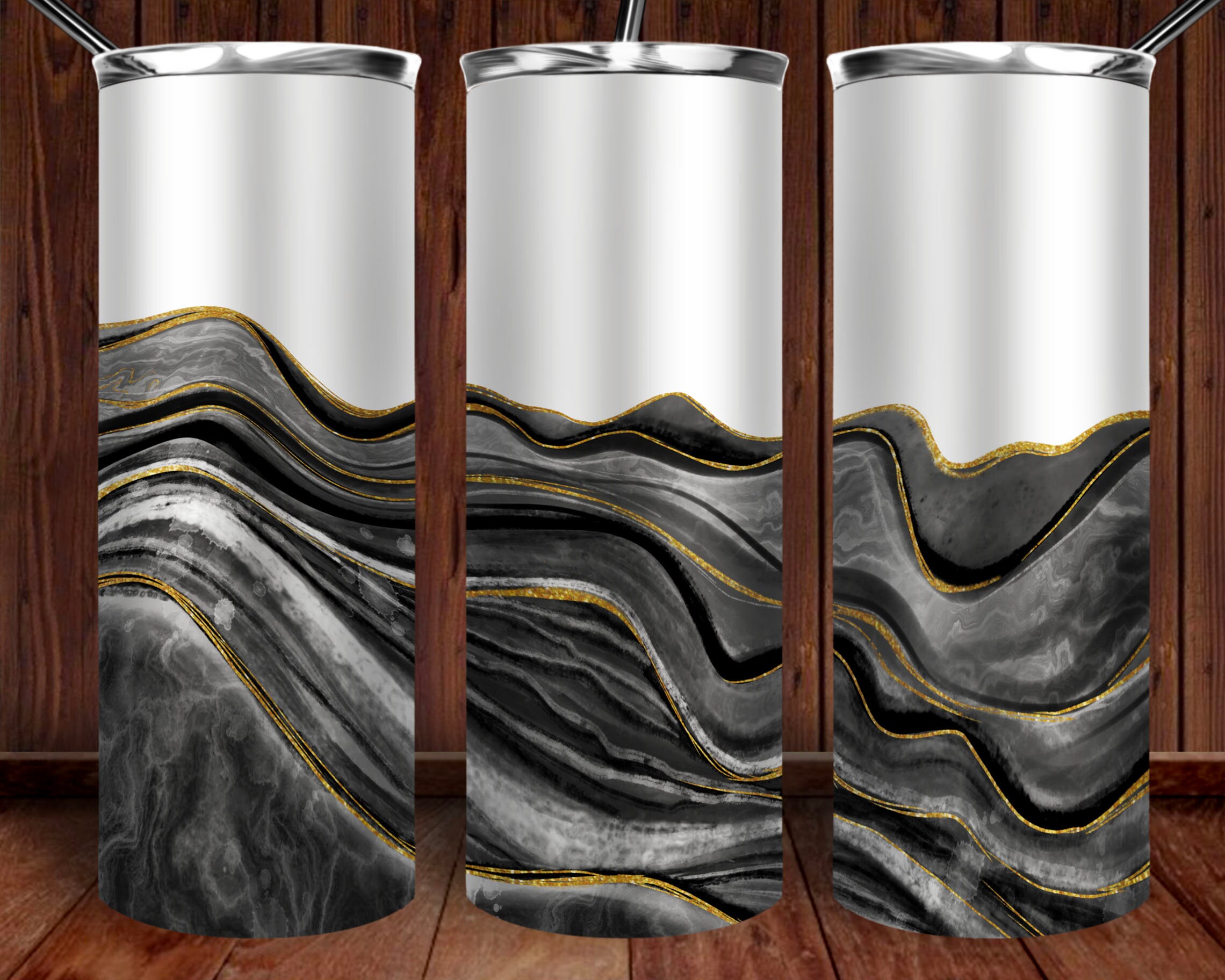 8 Black and Gold Glitter Agate Border Tumbler Png Sublimation - Etsy