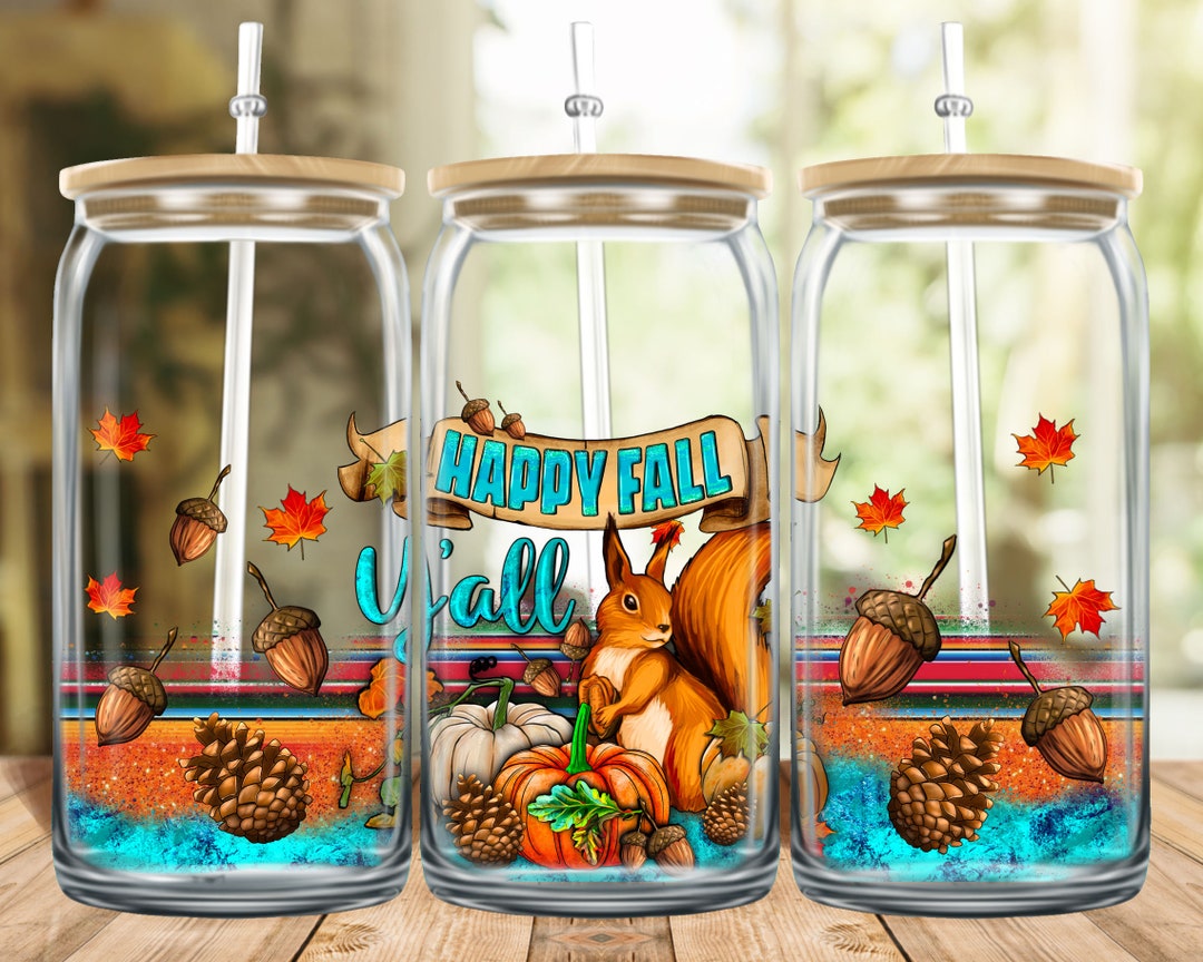 Happy Fall Y'all Libbey Glass Png Sublimation Design,16oz Libbey Cup ...