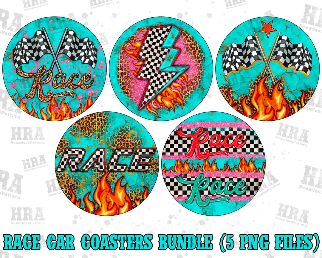 Western Race Car Coasters Png Sublimation Design Bundle, Hand Drawn ...