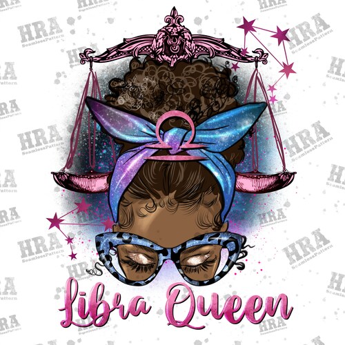 Afro Messy Bun Libra Queen Png Sublimation Design Black Woman - Etsy