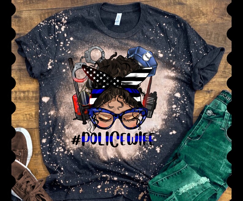 Curly Messy Bun Police Wife Png Sublimation Design Police - Etsy