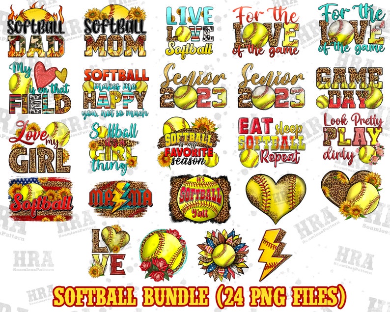 Softball Png Sublimation Design Bundle, Western Softball Digital ...