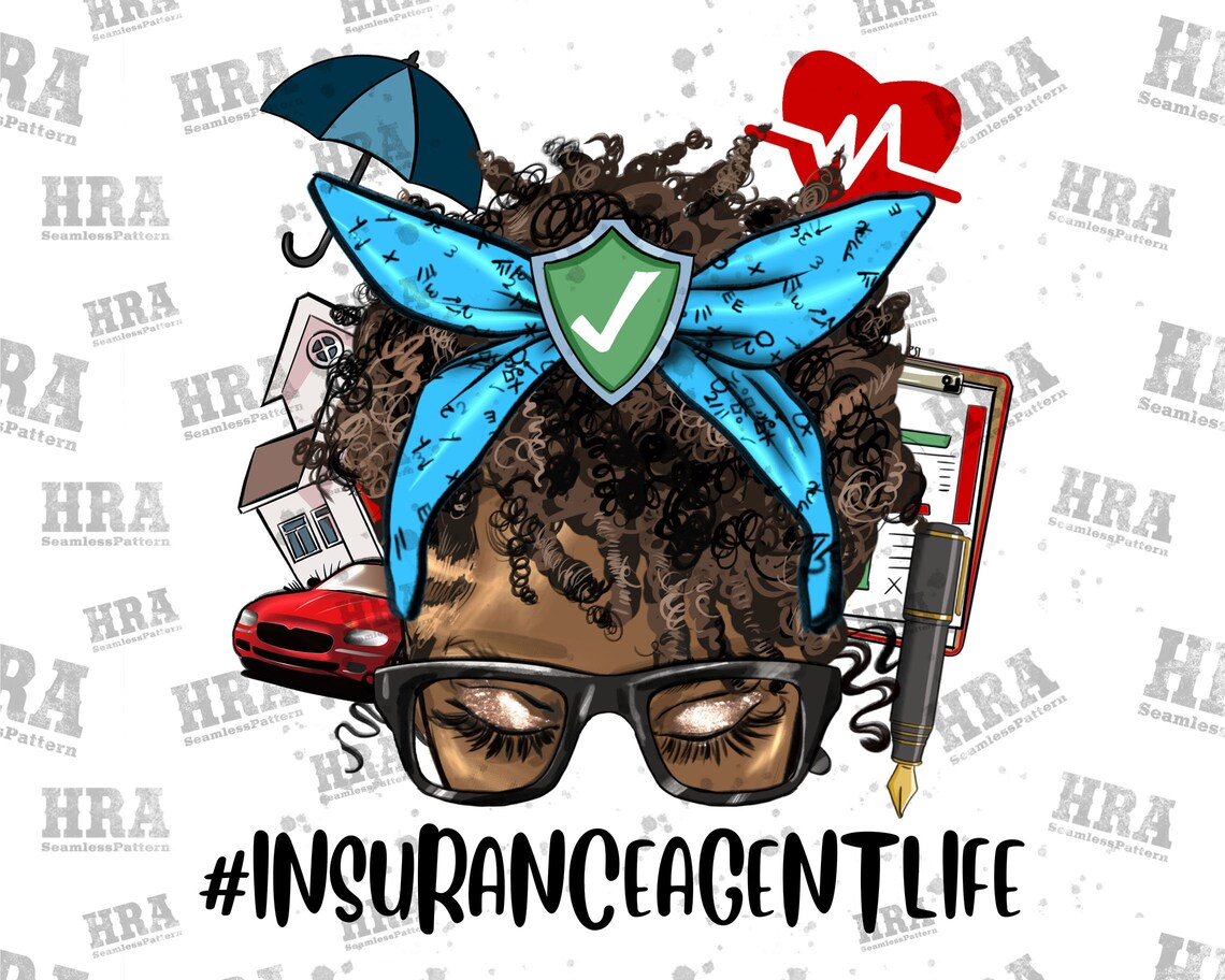 Afro Messy Bun Short Hair Insurance Agent Life Png Sublimation - Etsy