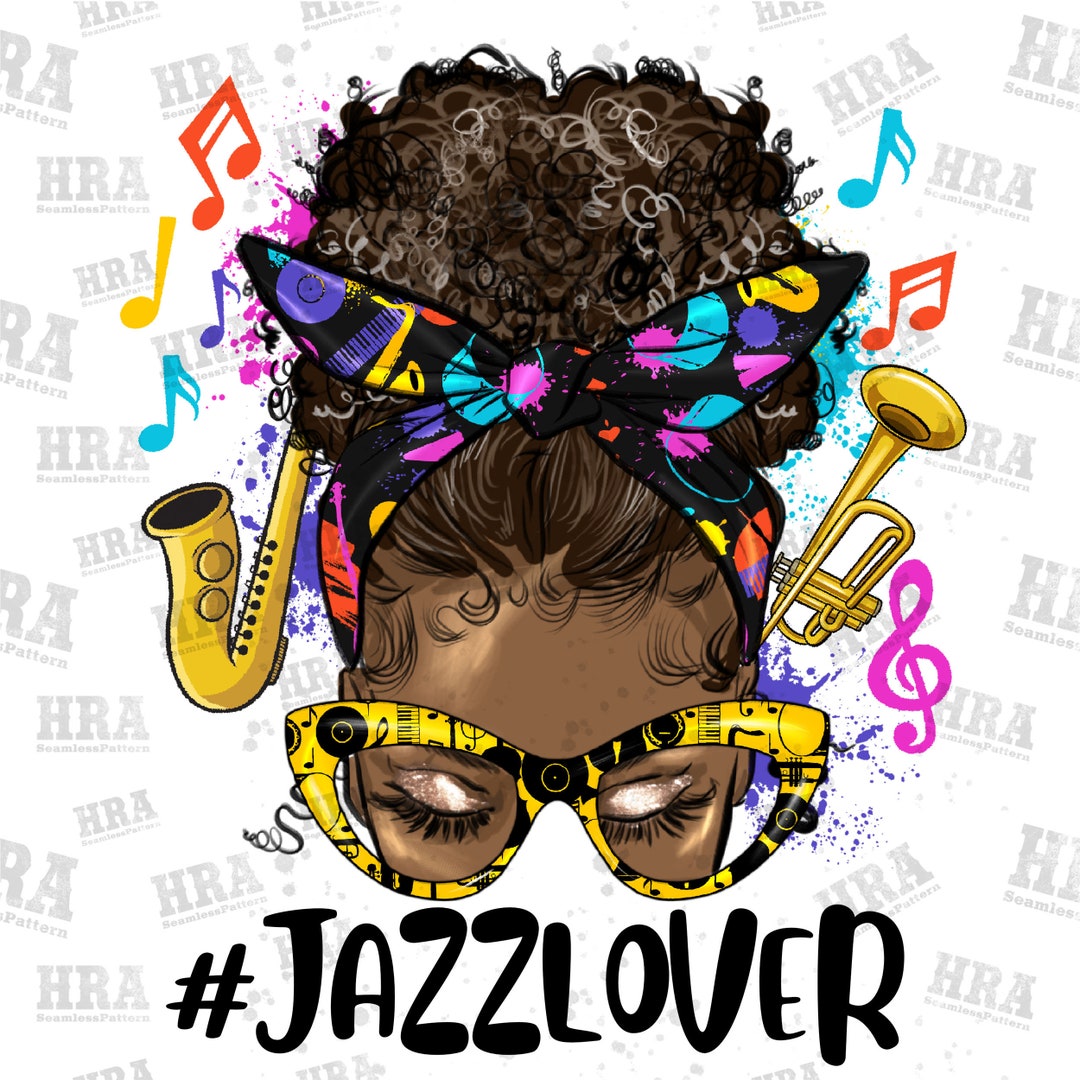 Afro Messy Bun Jazz Lover Png Sublimation Design Download, Afro Woman Png, Black Woman Png, Jazz ...
