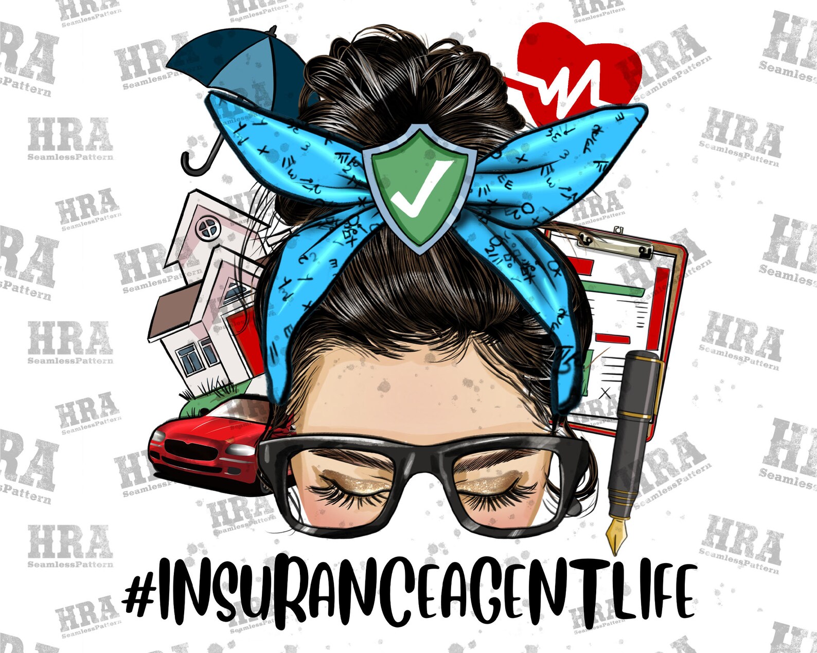 Messy Bun Insurance Agent Life Png Sublimation Design Messy - Etsy