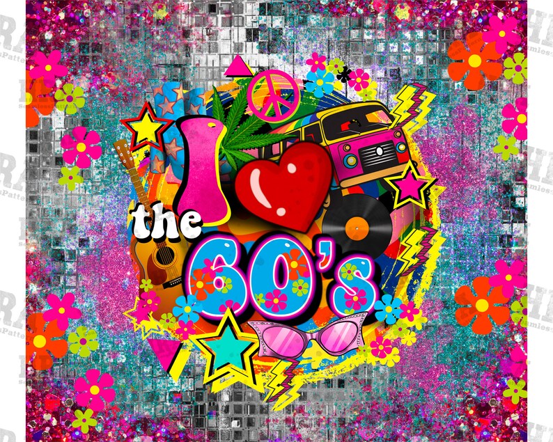 I Love the 60's 20oz Skinny Tumbler Png Sublimation Design - Etsy