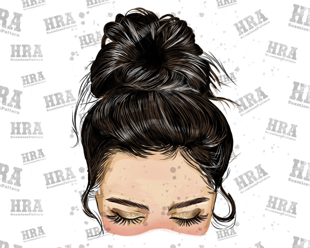 Messy Bun Without Glasses Png Sublimation Design, Messy Bun Woman Png ...