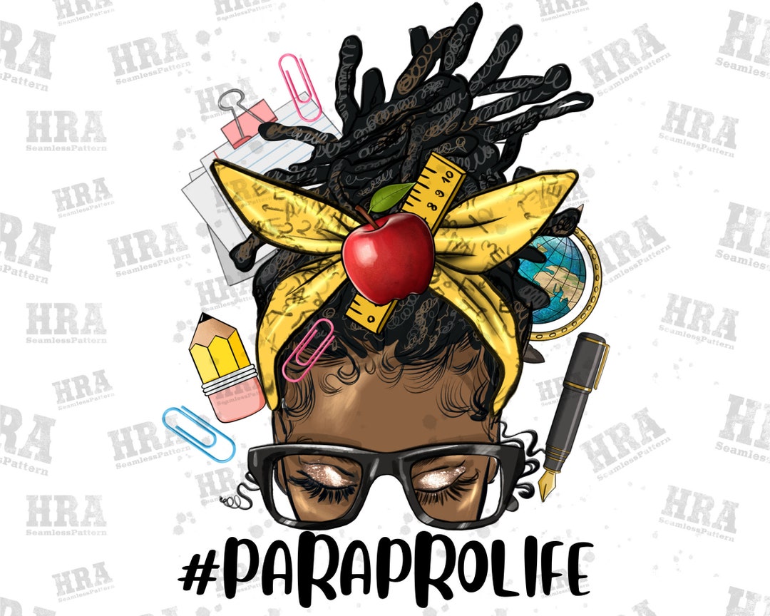 Afro Messy Loc Bun Parapro Life Png Sublimation Design, Black Woman Png ...