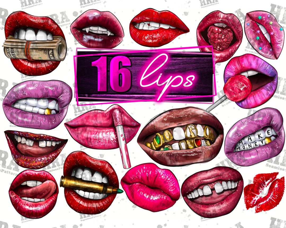 16 Lips Png Sublimation Design Bundle, Lips Bundle Png, Hand Drawn Lips ...