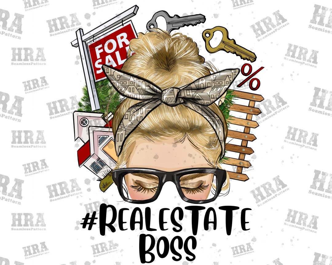 Blonde Messy Bun Real Estate Boss Png Sublimation Design, Messy Bun ...