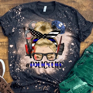 Blonde Messy Bun Police Life Png Sublimation Design, Messy Bun Police ...