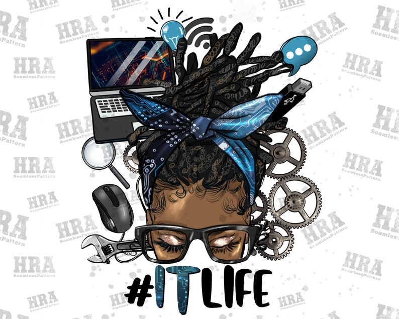 Afro Messy Loc Bun Information Technology Life Png Sublimation - Etsy