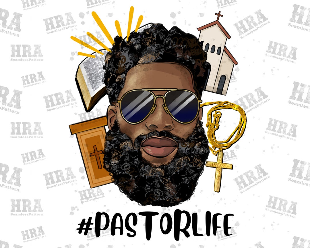 Pastor Life Bearded Black Man Png Sublimation Design, Bearded Afro Man ...