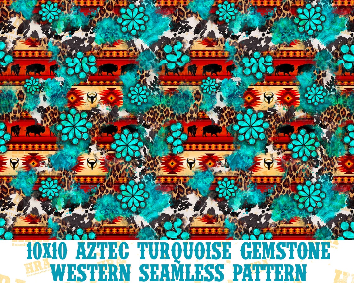 Aztec Turquoise Gemstone Seamless Pattern Sublimation Design - Etsy
