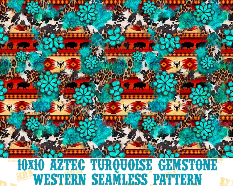 Aztec Turquoise Gemstone Seamless Pattern Sublimation Design - Etsy