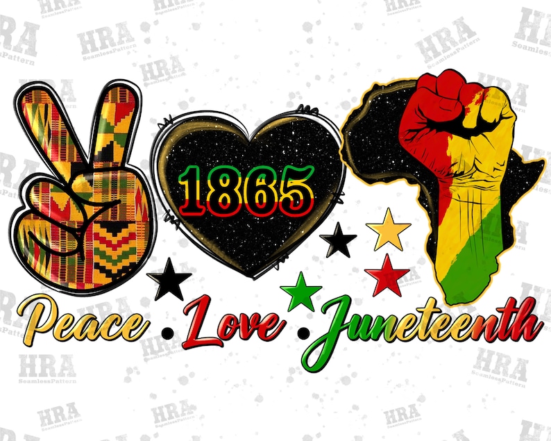 Peace Love Juneteenth Raised Fist Png Sublimation Design, Juneteenth ...