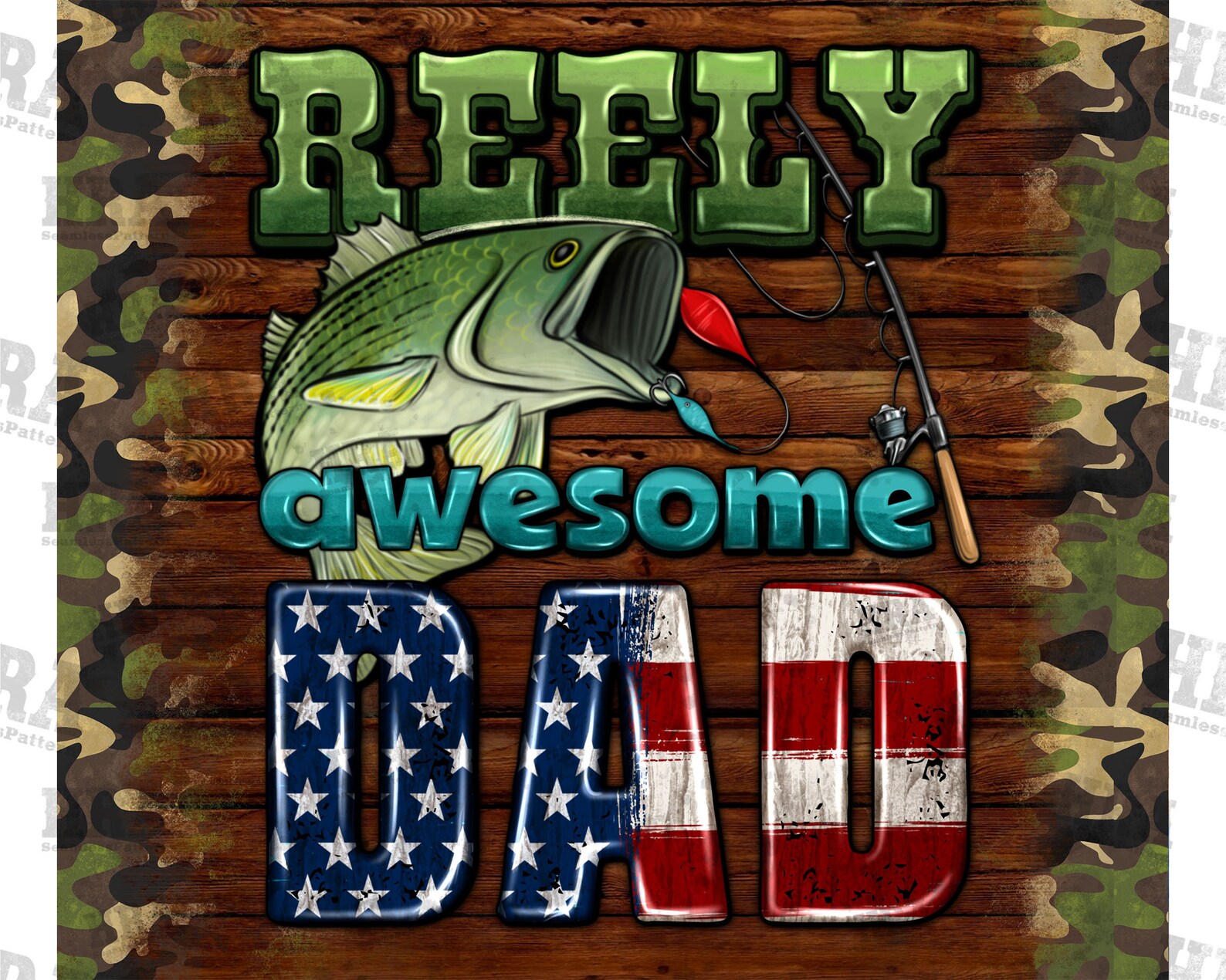 Reely Awesome Dad American Flag Tumbler Png Sublimation - Etsy