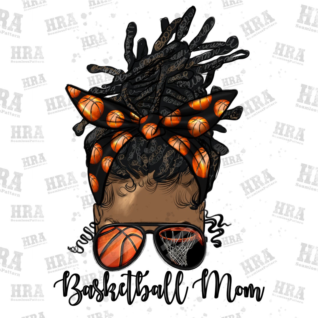 Afro Messy Loc Hair Basketball Mom Png, Black Woman Png, Game Day Png ...