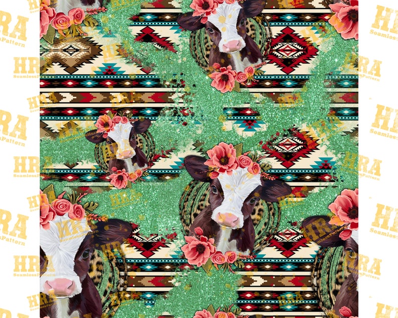 Aztec Baby Cow Seamless Pattern Sublimation Design Png,seamless Pattern ...