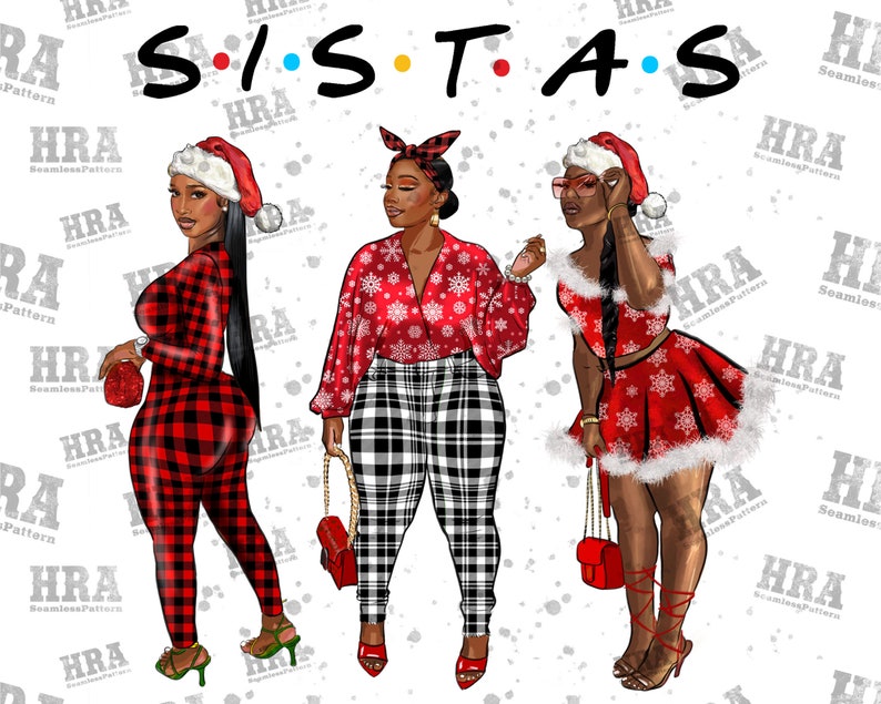 Christmas Sistas Black Woman Png Sublimation Design, Black Woman Png ...