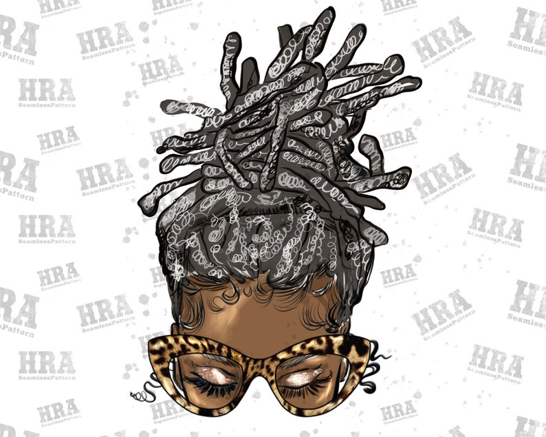 Afro Messy Bun Gray Locs Png Sublimation Design Black Woman - Etsy